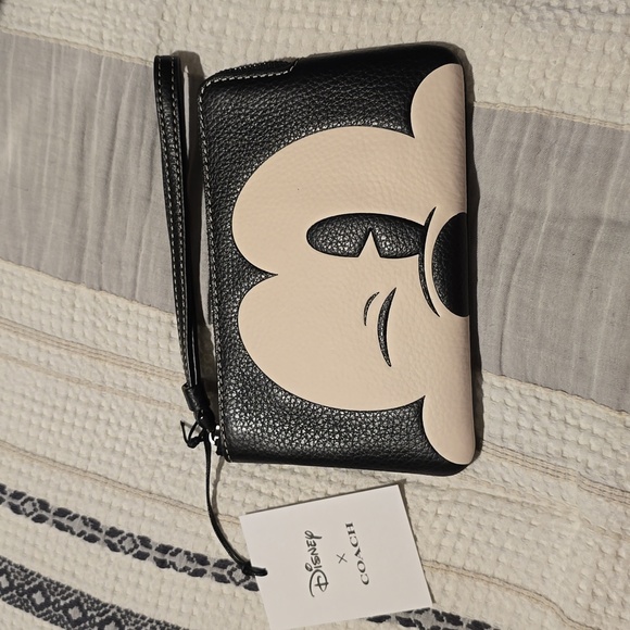 Coach | Bags | Nwt Disney X Coach Mickey Corner Zip Wristlet With Card ...